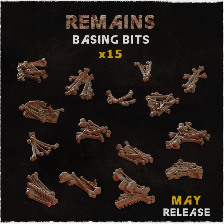15pc Remains Basing Bits 28mm/32mm Scale Basing Materials Bones Scatte ...